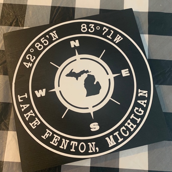 Hand Crafted | Wall Decor | Lake Fenton Michigan Compass Wood Sign X10 ...